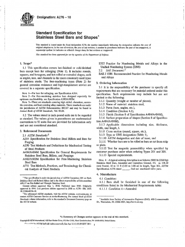 Astm A276 | PDF