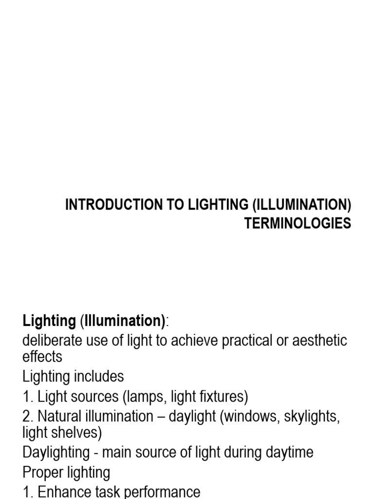 Key Lighting Terminologies Explained | PDF | Lighting | Incandescent ...