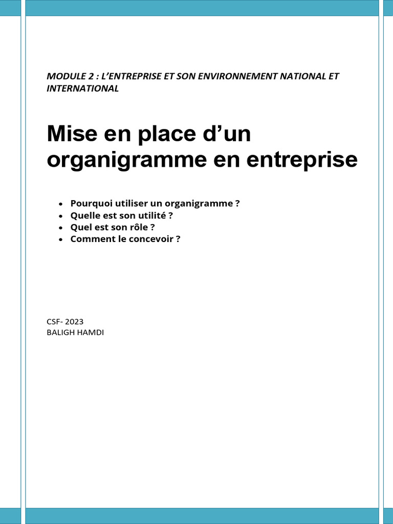 Mise en place d'un organigramme efficace | PDF | Évolution de carrière