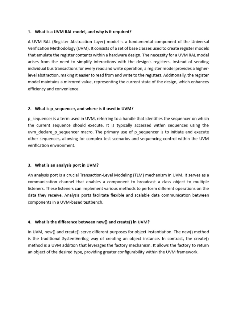 UVM Interview Questions | PDF | Class (Computer Programming) | Method (Computer Programming)