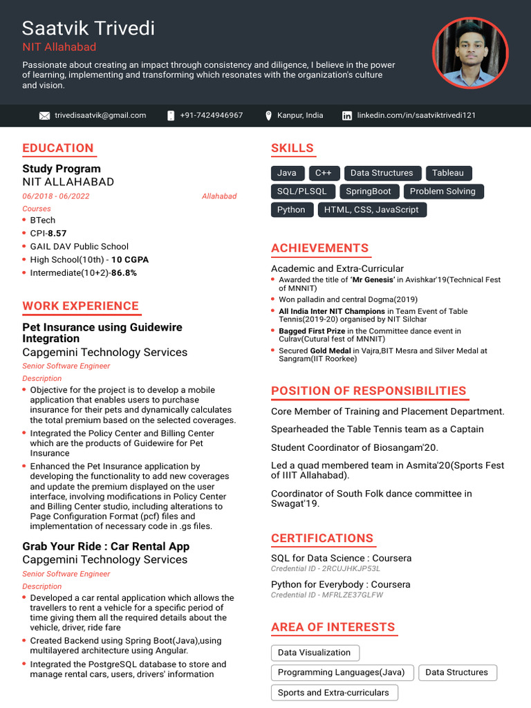 Saatvik Resume | PDF | Sql | Software Engineering