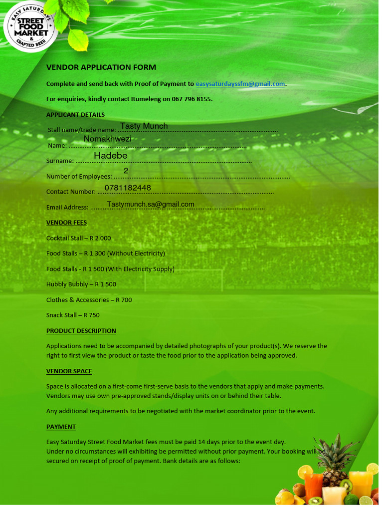 SFM Stall Application Form | Download Free PDF | Business