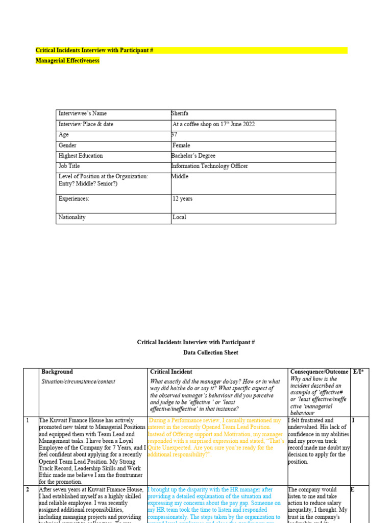 Interview 1 W Pdf Leadership Brainstorming