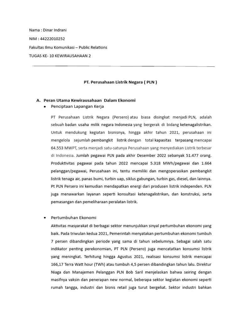 Dinar Indrani - 44222010252 Tugas KWH - 10 | PDF | Teknologi & Rekayasa