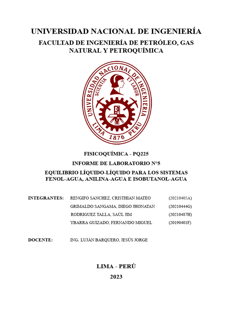 Equilibrio Líquido-Líquido: Fenol, Anilina, Isobutanol | PDF