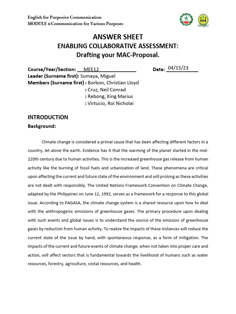 Module 6-Enabling Assessment | PDF | Climate Change | Climate Change ...