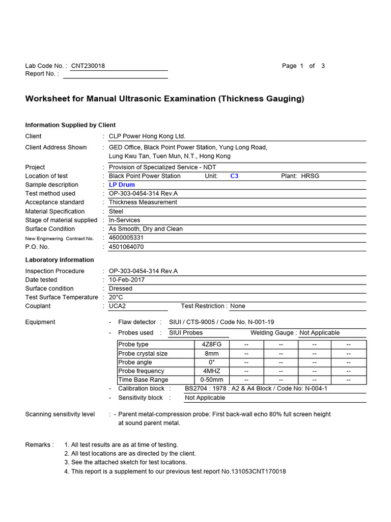 CNT230018-5 C3 HRSG LP Drum - UT Report | PDF | Nondestructive Testing ...