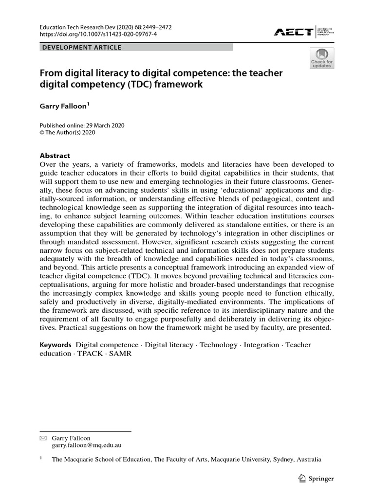 From Digital Literacy To Digital Competence - The Teacher Digital ...
