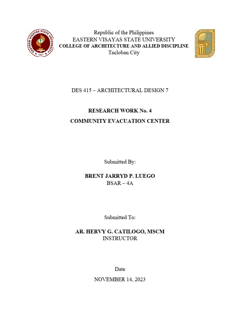 Community Evacuation Center Design | PDF | Emergency Evacuation ...