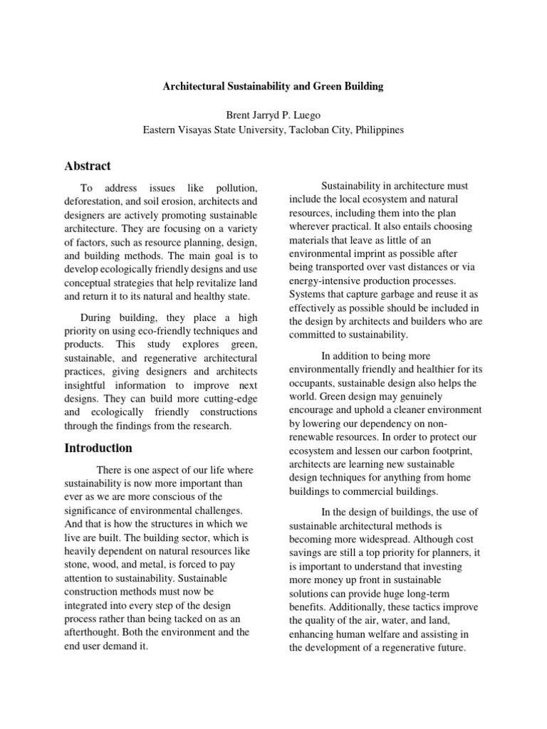 Luego - Bsarch-3a - Research-No.01 (Sustainability) | PDF ...