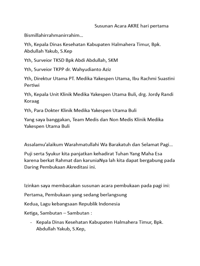 Susunan Acara AKRE Hari Pertama | PDF