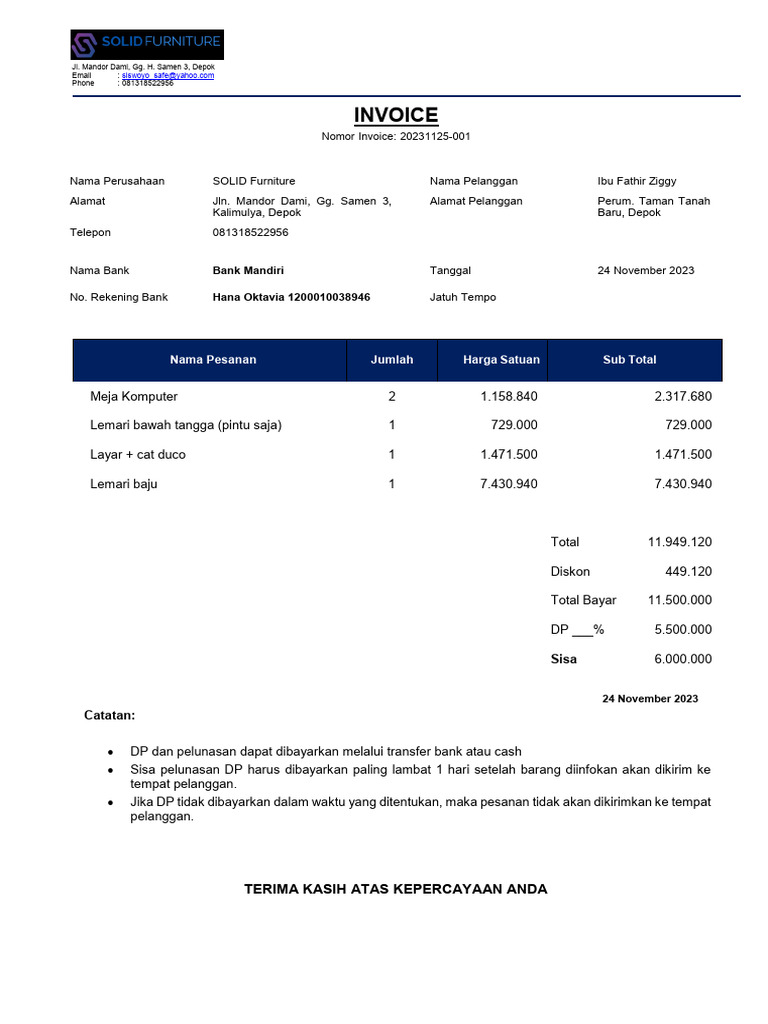 Format Invoice Solid - 25112023 | PDF
