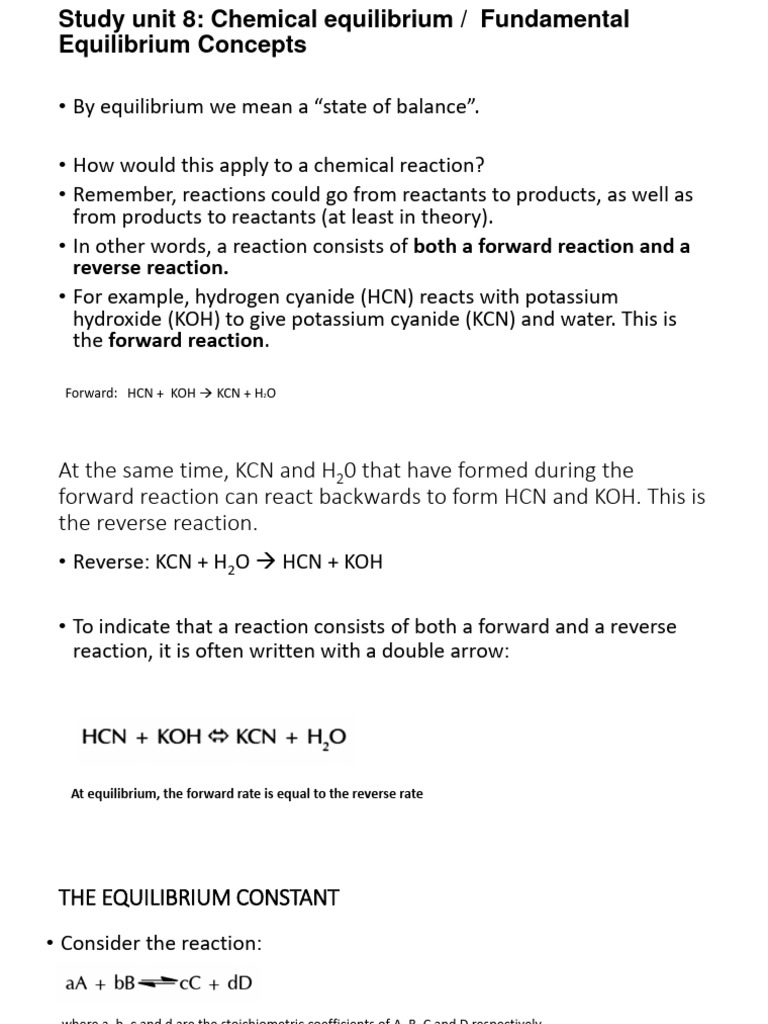 Fundamental Equilibrium Concepts | PDF | Reaction Rate | Chemical ...