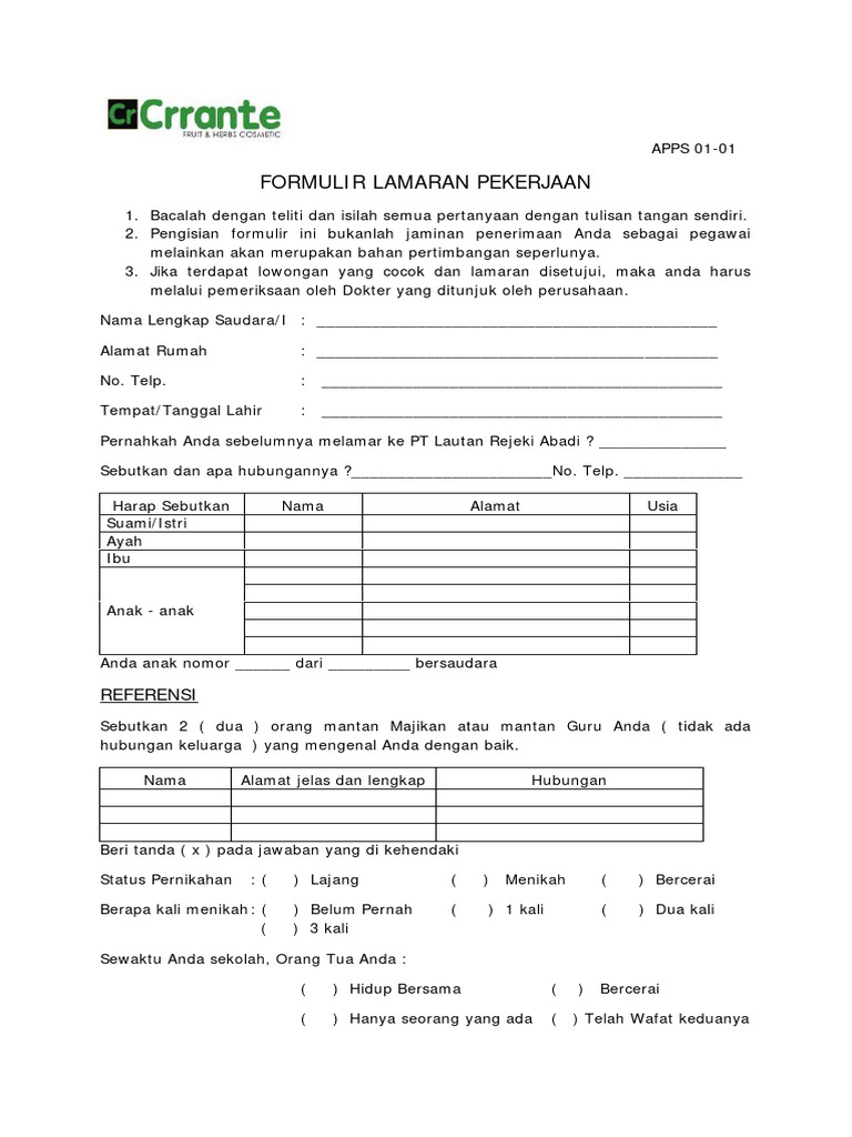 1-Formulir Isian Wawancara Lra | PDF