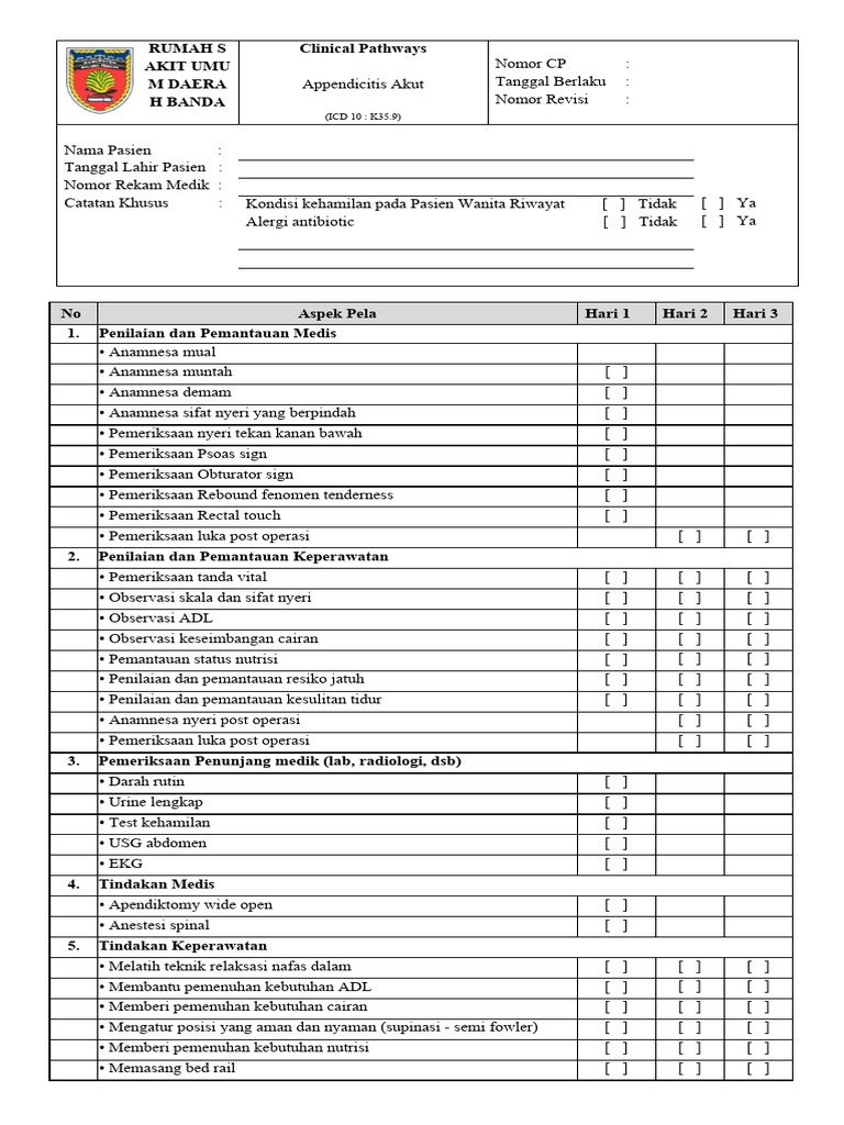 Clinical Pathway Appendicitis Akut | PDF