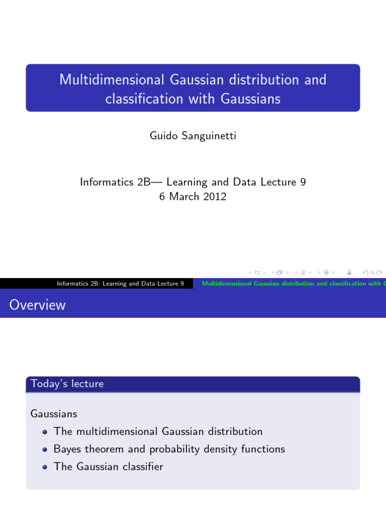 Multidimensional Gaussian Distribution | PDF | Normal Distribution | Probability