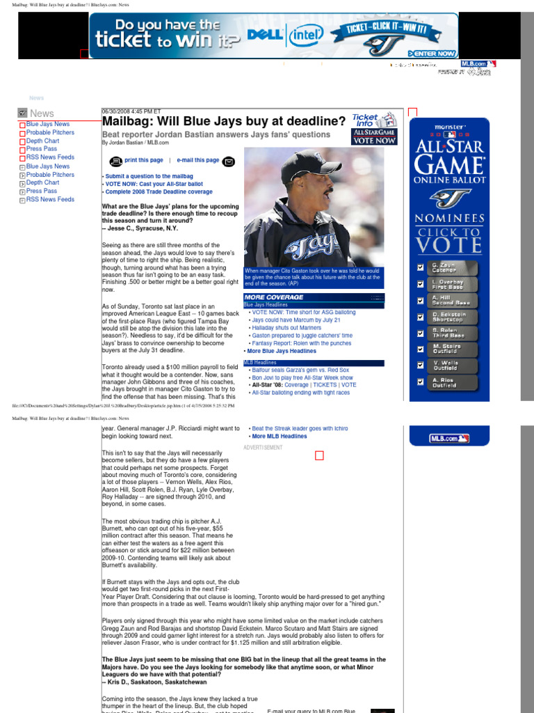 Blue Jays Mailbag - June 30th | PDF | Major League Baseball Teams | Baseball Teams