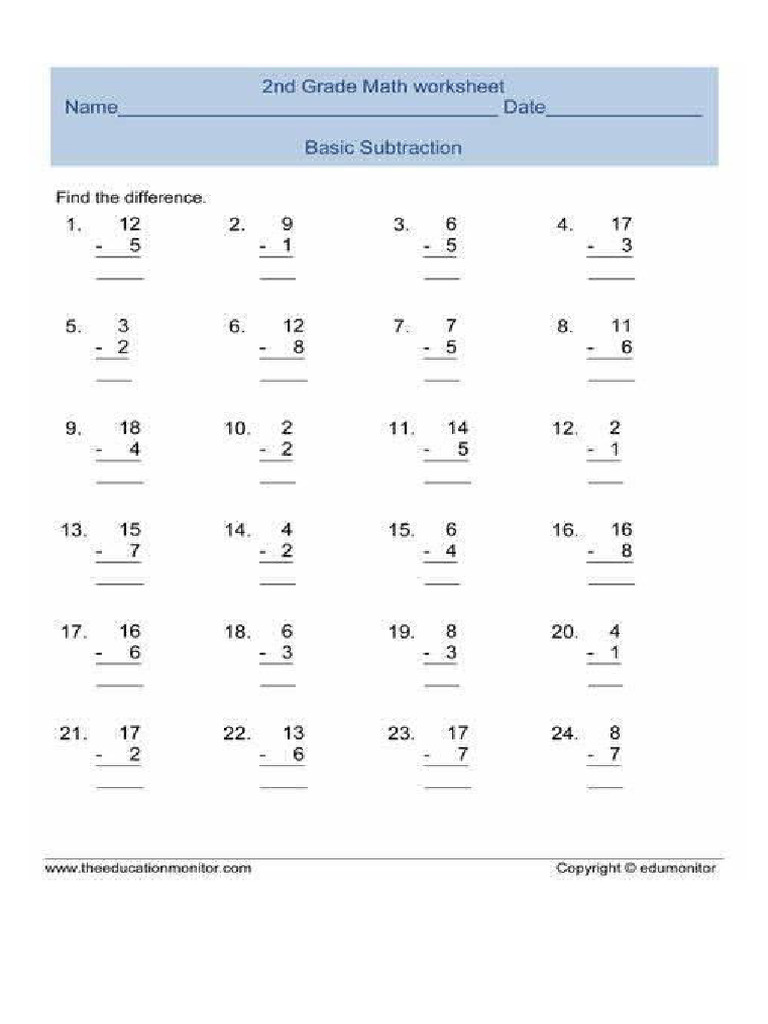 Addition and Subtraction Worksheets | PDF