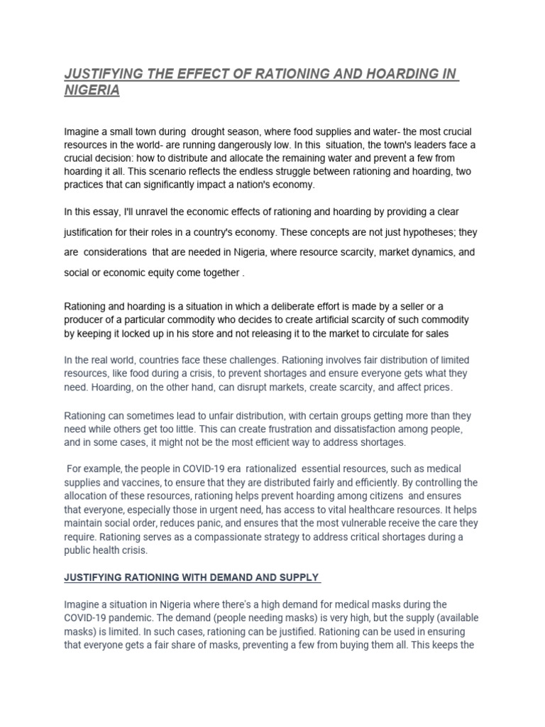 Economics Project | PDF | Rationing | Market (Economics)