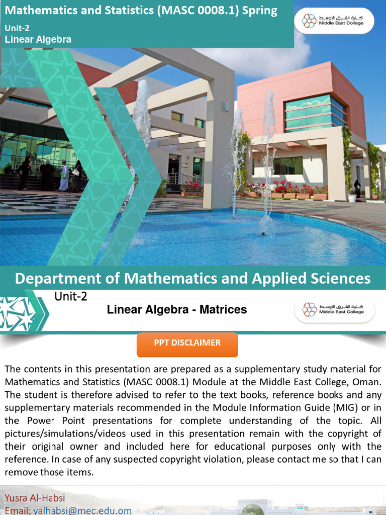 Linear Algebra: Matrices Guide | PDF