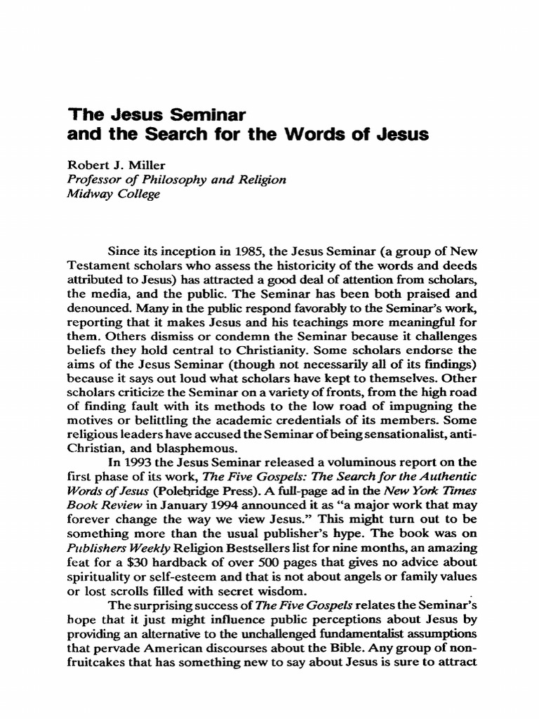 The Jesus Seminar | PDF | Jesus | Gospels