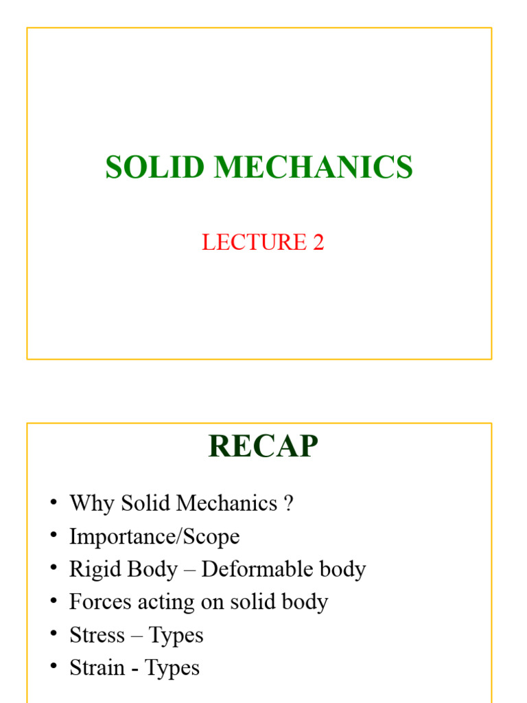 Lecture 2 Solid Mechanics | PDF | Ductility | Young's Modulus