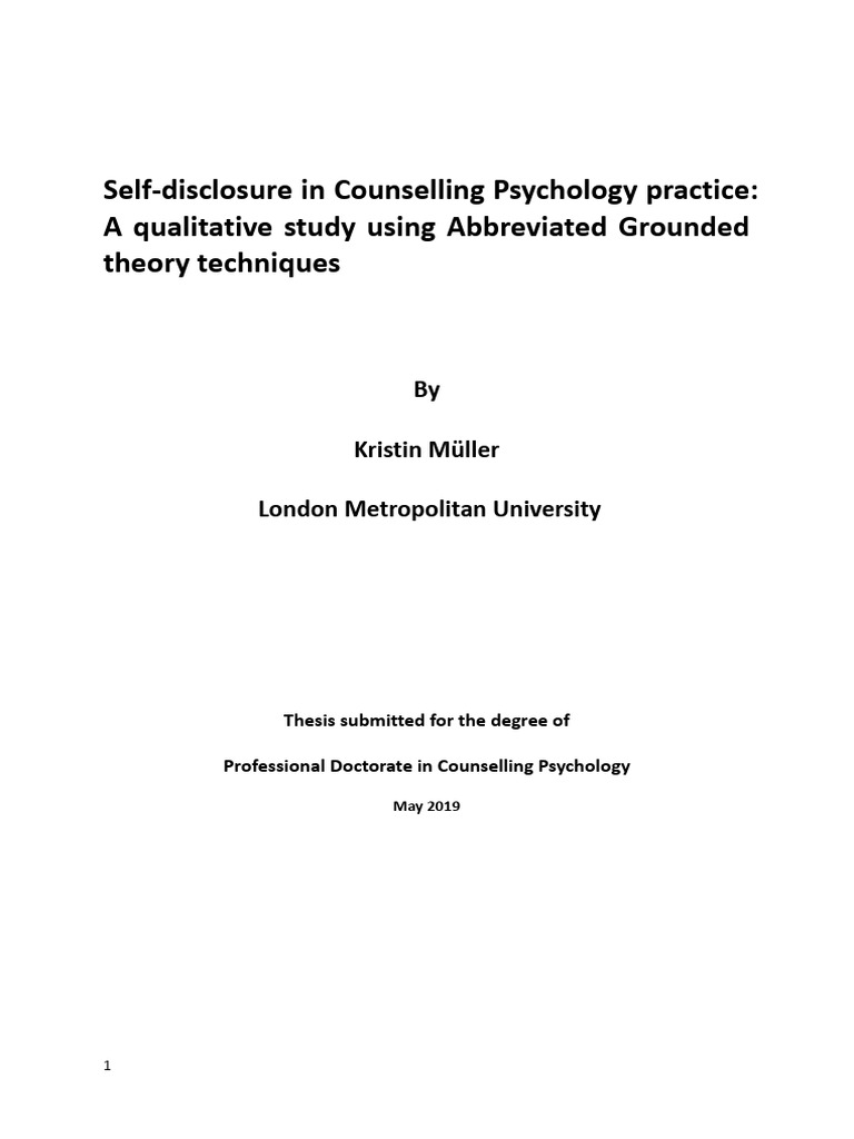 Therapist Self-Disclosure Study | PDF | Psychotherapy | Counseling ...