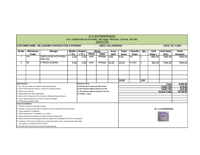 MS Lakshmi Cons & Int | PDF | Window | Components