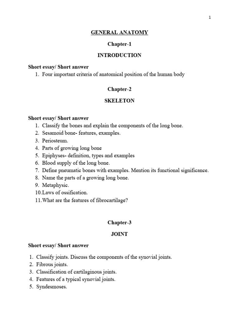General Anatomy | PDF | Bone | Joint