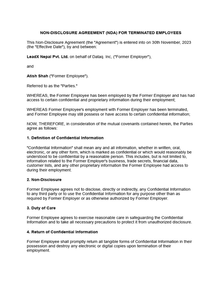Atish Shah - NON-DISCLOSURE AGREEMENT (NDA) | PDF | Non Disclosure ...