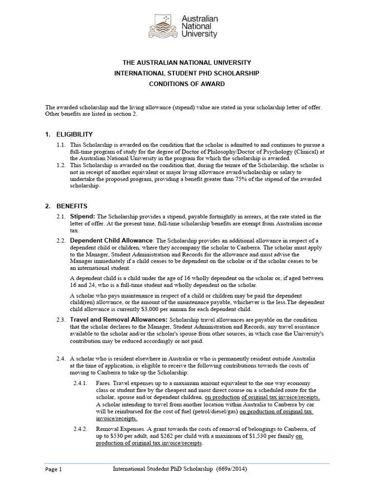ANU International PhD Scholarship Guide | PDF | Doctor Of Philosophy ...