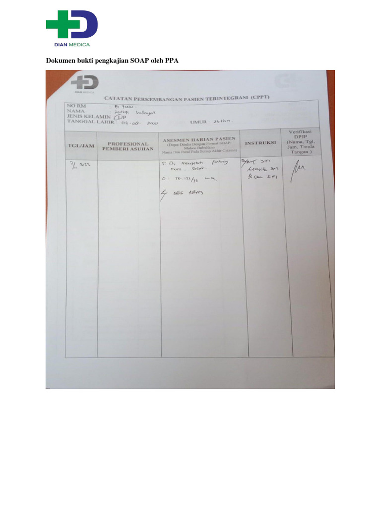 Dokumen Bukti Pengisian Form CPPT Oleh Ppa | PDF