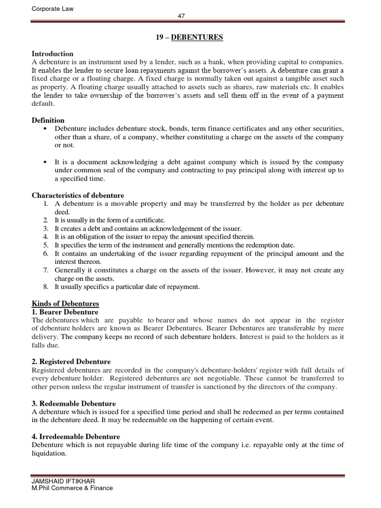 19-Debentures | PDF | Debenture | Debt