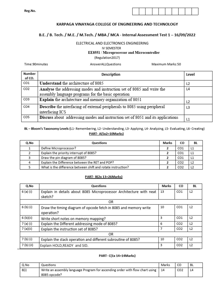 MPMC Ia1-2022 | PDF | Central Processing Unit | Computer Science