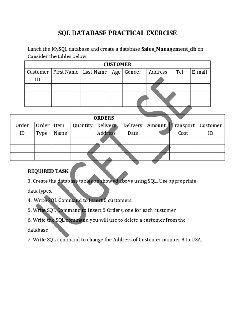 SQL Database Practical Exercise | PDF SQL Database Practical Exercise | PDF