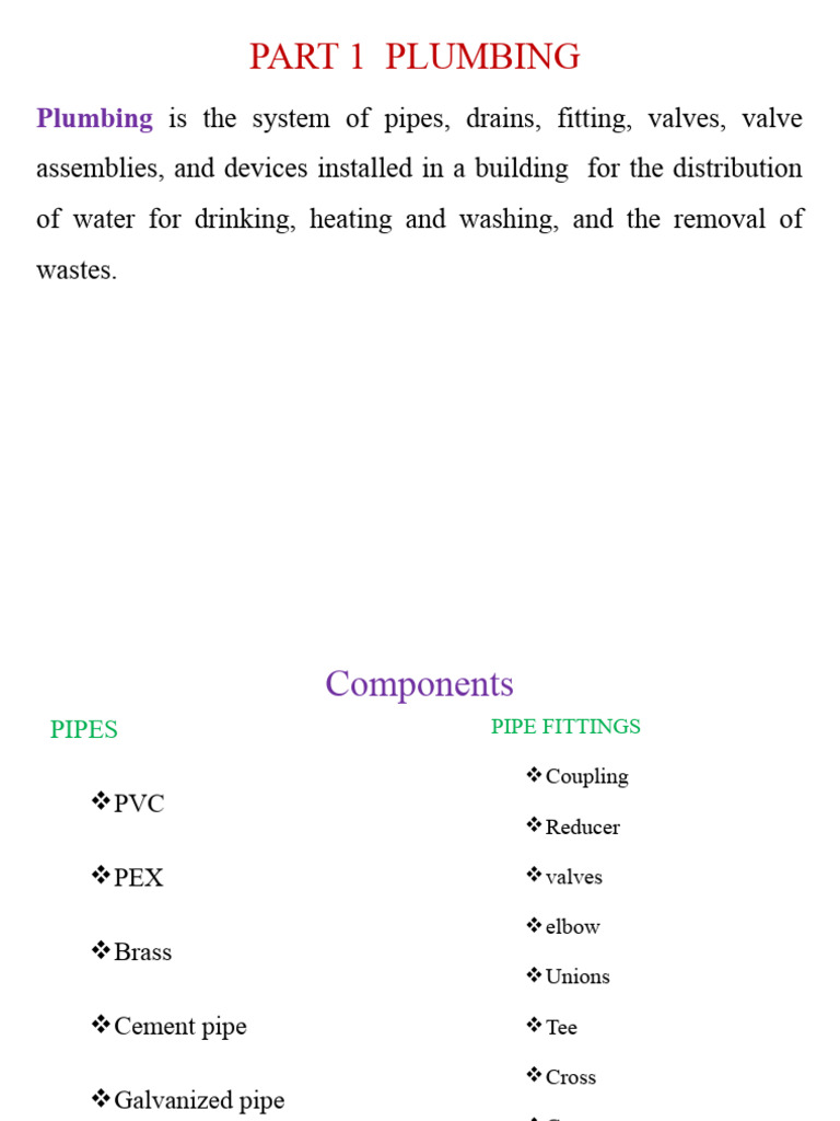 Plumbing Systems and Materials Overview | PDF | Plumbing | Pipe (Fluid ...