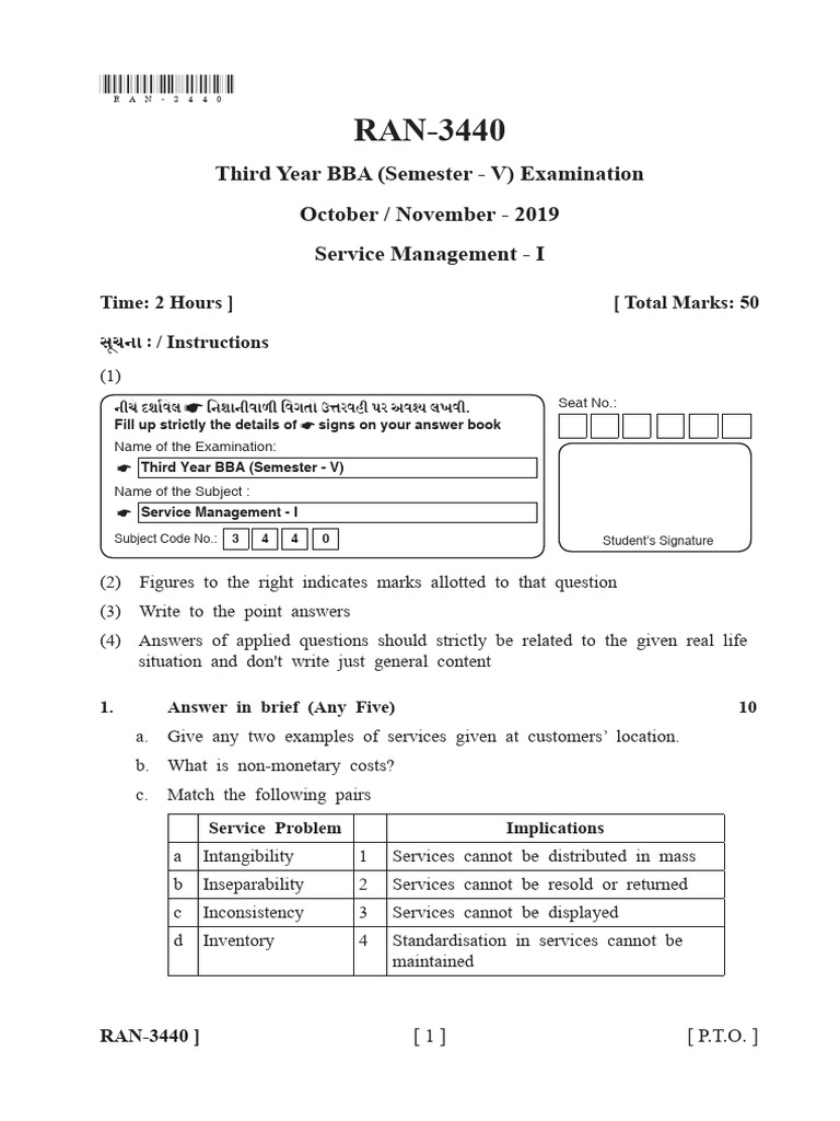 T.Y.B.B.A. (Sem.-V) Examination Nov - Dec.-2019 - Service Manage.-I ...