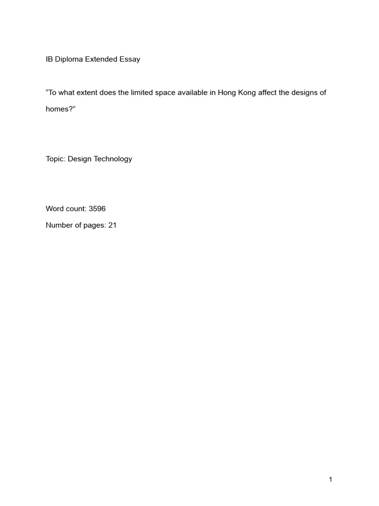 Extended Essay "To What Extent Does The Limited Space Available in Hong ...