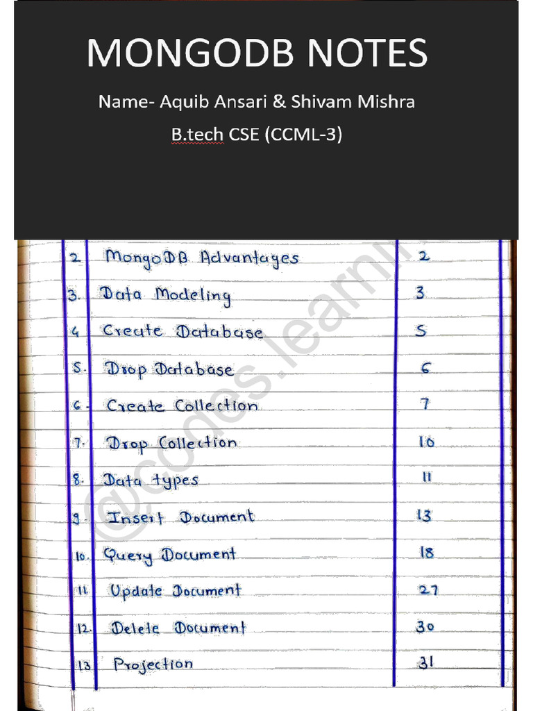 MongoDB Notes | PDF