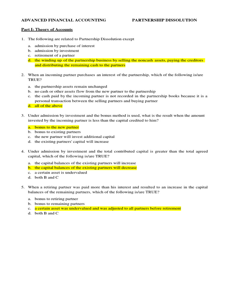 03 Partnership Dissolution ANSWER | Download Free PDF | Interest | Partnership