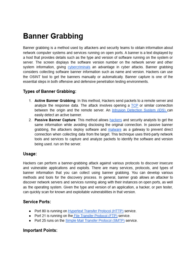 Banner Grabbing | PDF | Security | Computer Security