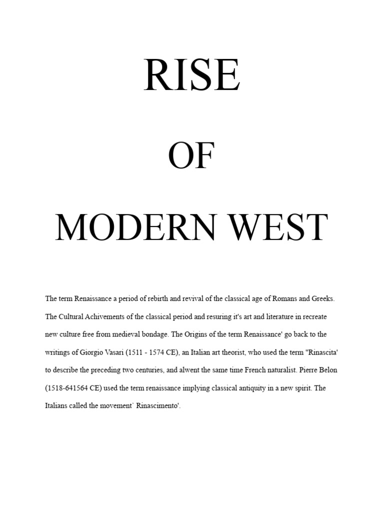 Rise of Modern West Assignment | PDF | Renaissance | Leonardo Da Vinci