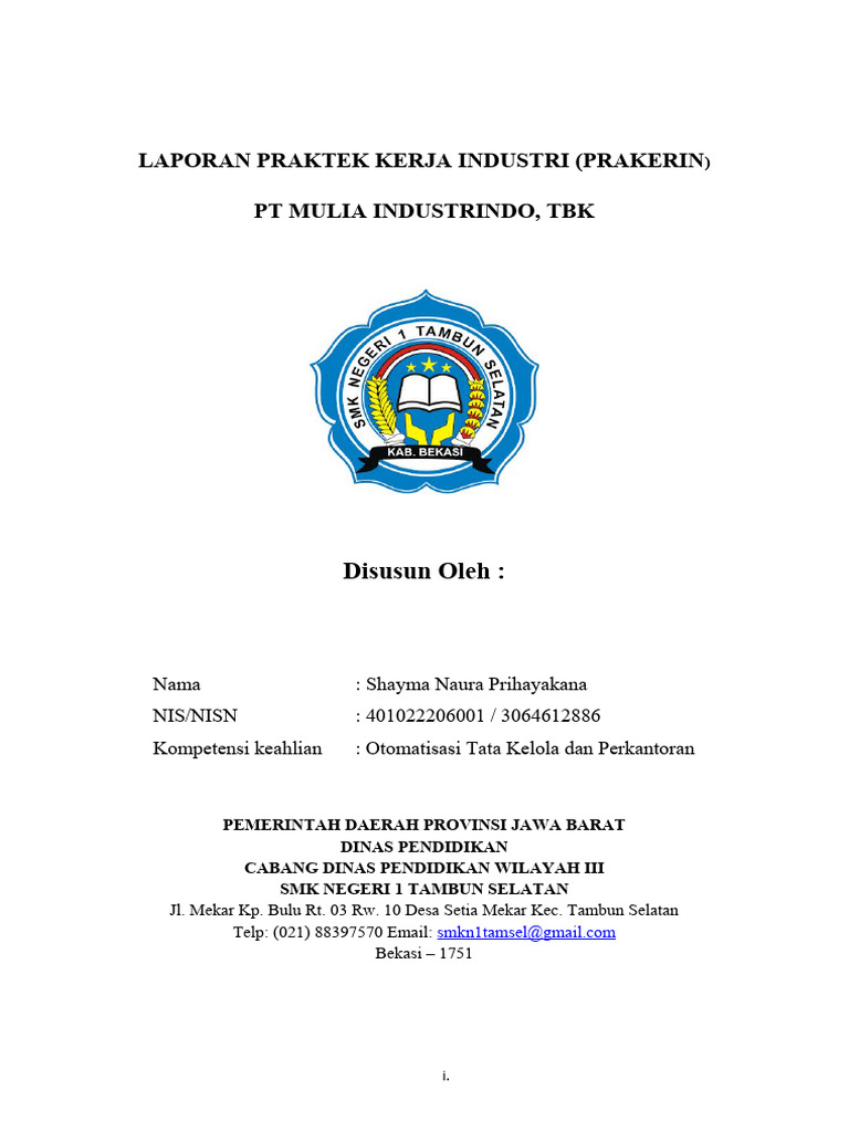 Laporan Prakerin Shayma di PT Mulia | PDF | Karier & Perkembangan