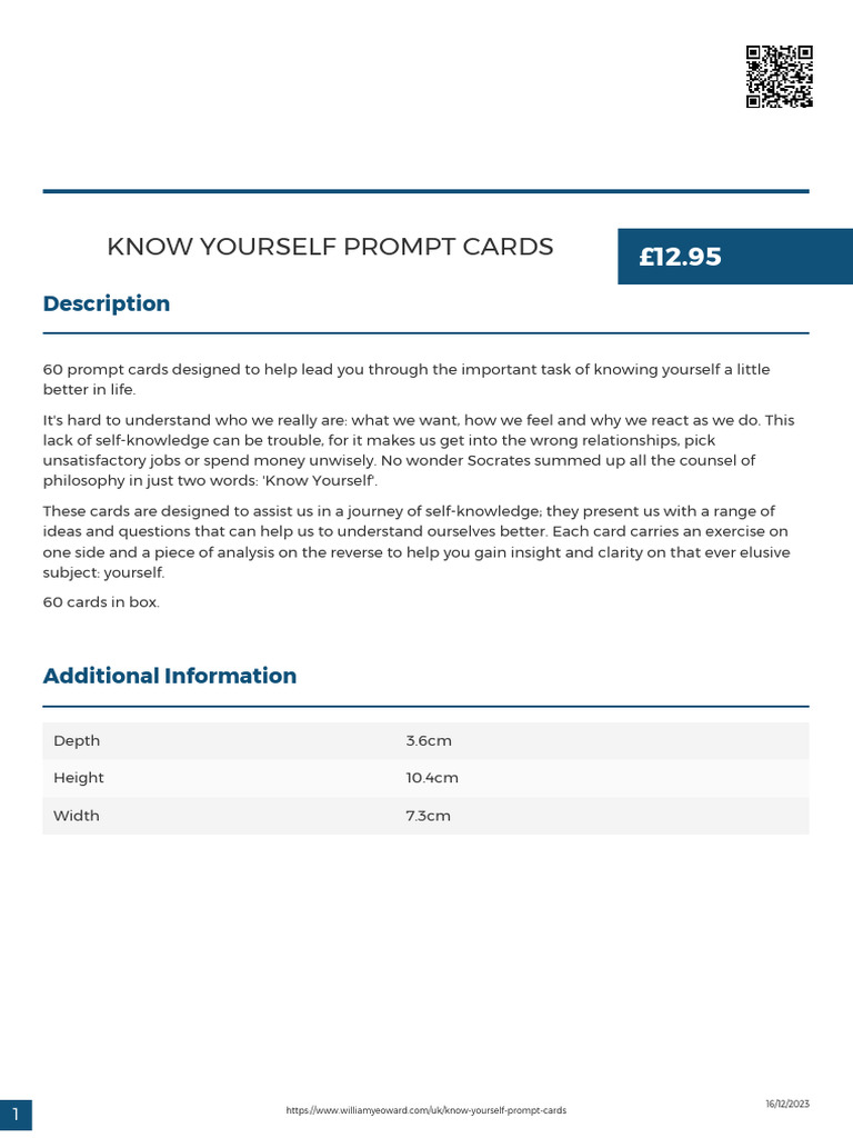 Know Yourself Prompt Cards | PDF