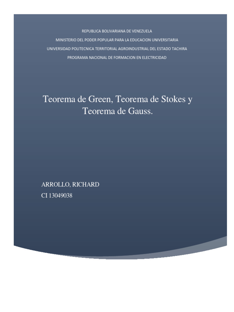Teoremas Green, Gauss y Stoke. | PDF | Integral | Vector Euclidiano