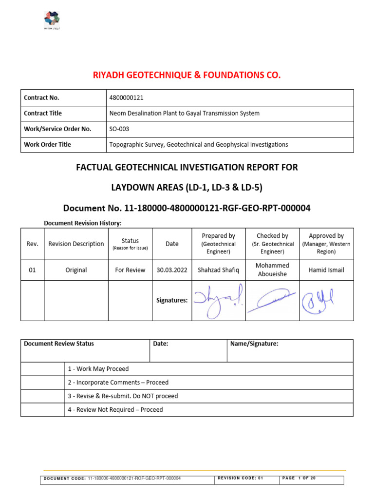 Geotechnical Report for Laydown Areas | PDF | Earth Sciences | Soil