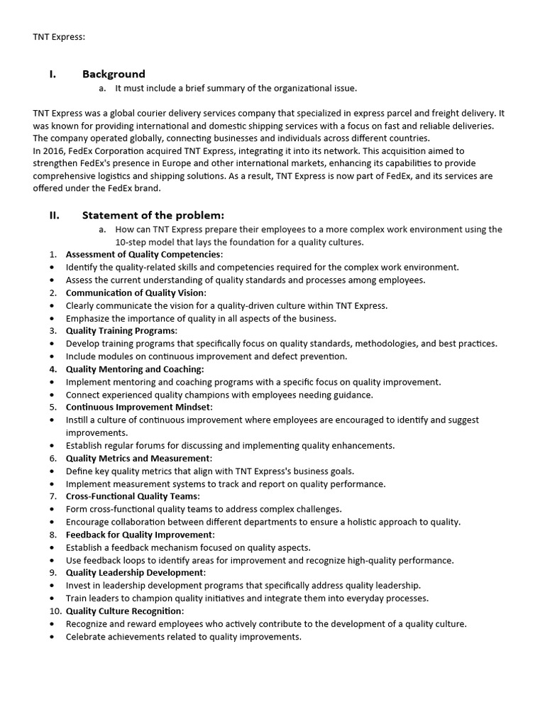 TNT Express - Case Study | Download Free PDF | Iso 9000 | Quality ...