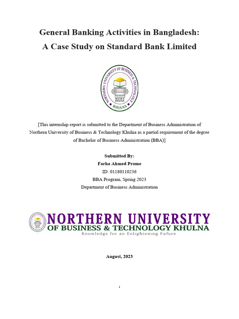 General Banking Activities in Bangladesh A Case Study On Standard Bank ...