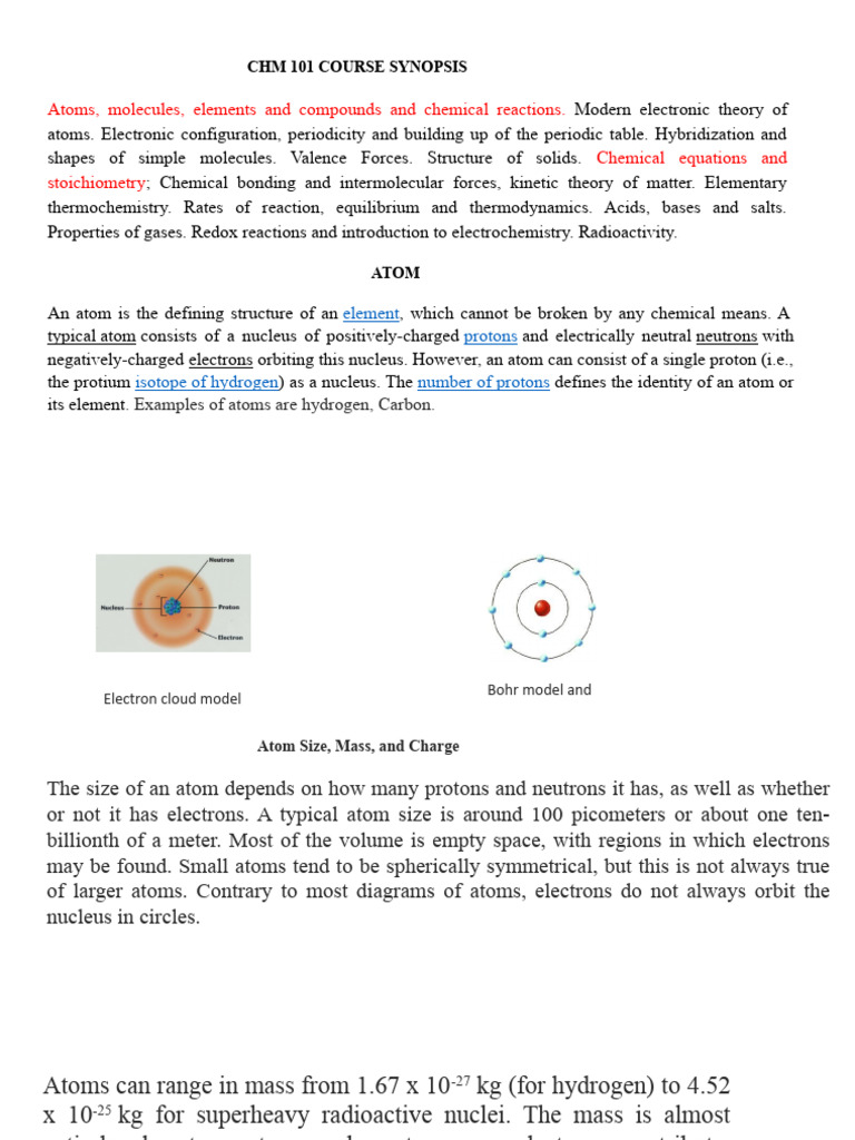 Atoms and Bohr Model of Atoms | Download Free PDF | Chemical Compounds ...