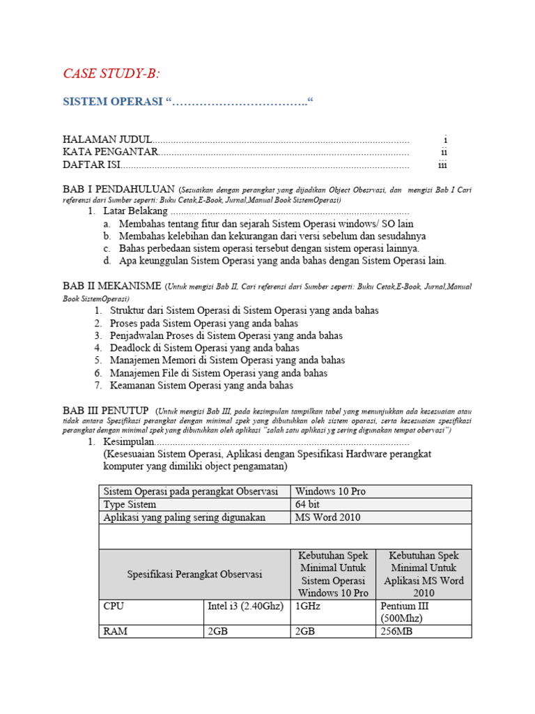 Format Case Study Sistem Operasi | PDF
